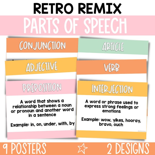 Parts of Speech Posters - Etsy