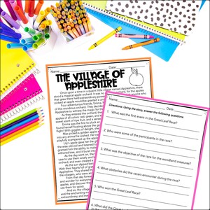 Fall Reading Comprehension Packet, 4th Grade Reading Activities ...