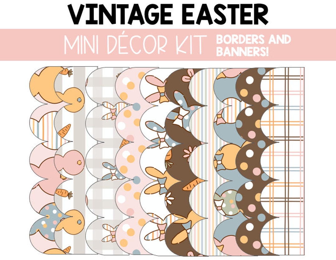 Vintage Easter Mini Decor Kit, Printable Bulletin Borders, Bulletin ...