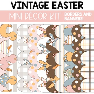 Vintage Easter Mini Decor Kit, Printable Bulletin Borders, Bulletin ...
