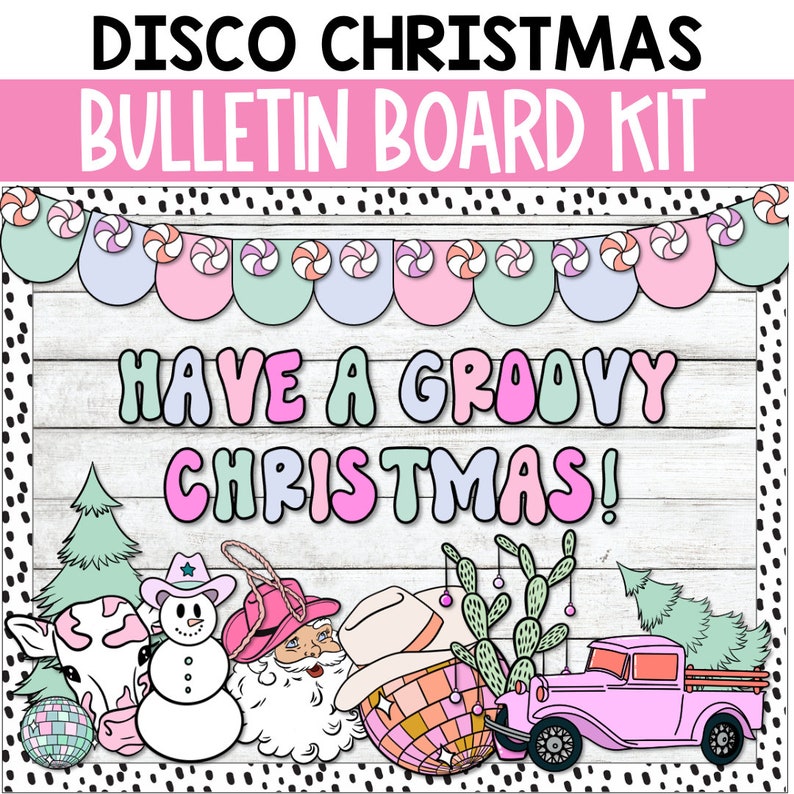 Groovy Christmas Bulletin Board Decor, Retro Christmas Bulletin Board ...