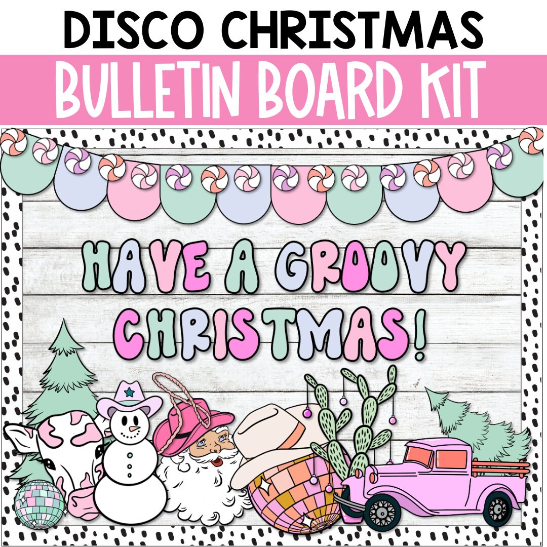 Groovy Christmas Bulletin Board Decor, Retro Christmas Bulletin Board ...