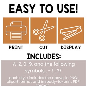 Boho Neutral Varsity Bulletin Board Letters, Letter Clipart, Printable ...