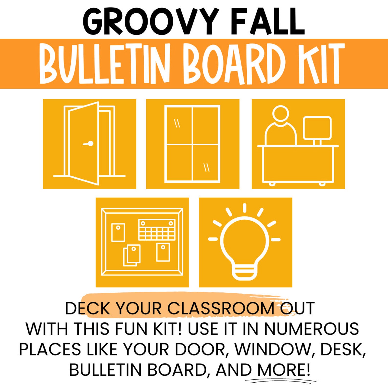 Groovy Fall Bulletin Board Decor, Retro Fall Bulletin Board, Fall ...
