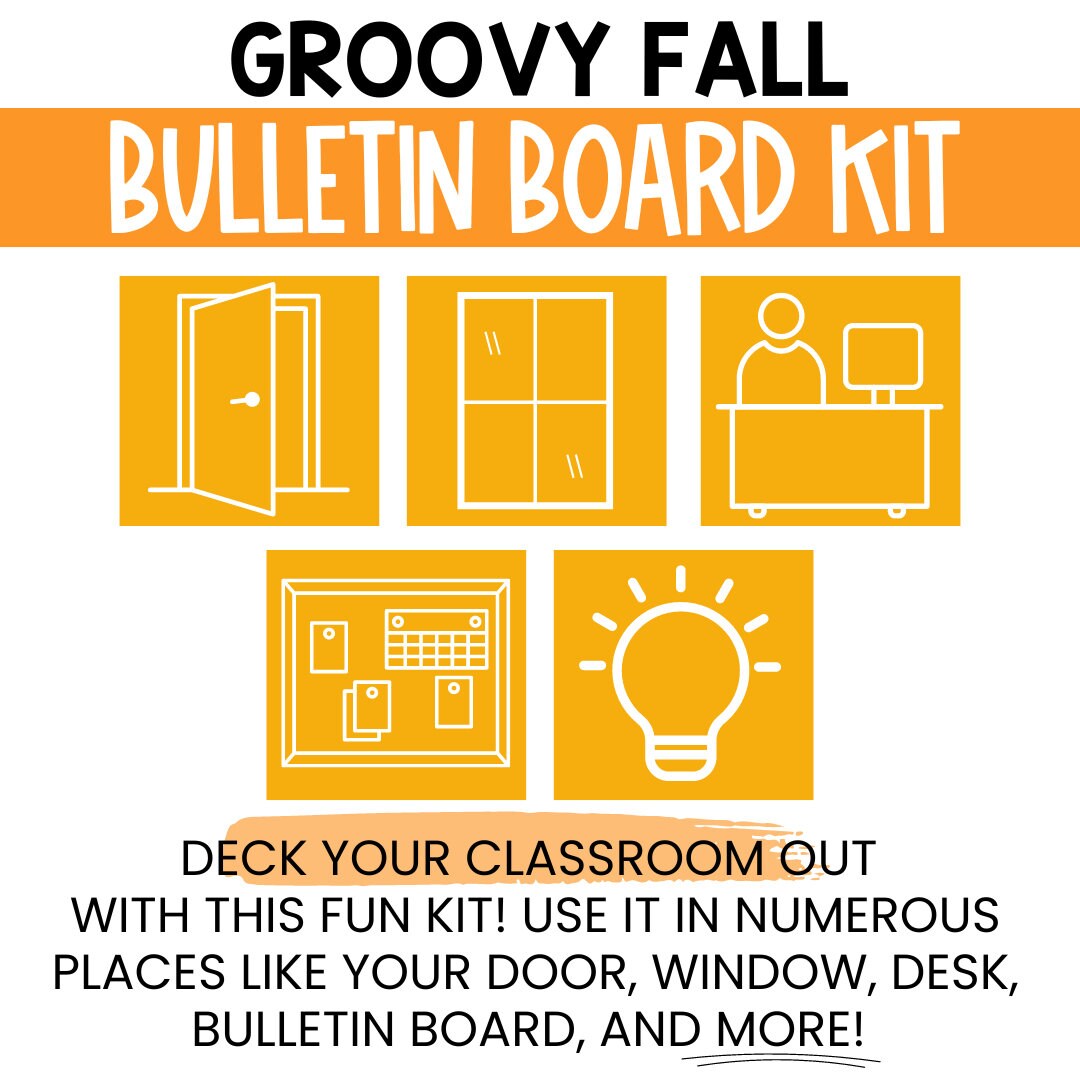 Groovy Fall Bulletin Board Decor, Retro Fall Bulletin Board, Fall ...