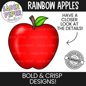 Rainbow Apples Clipart, Apple Clipart, Fall Clipart, Halloween Clipart ...