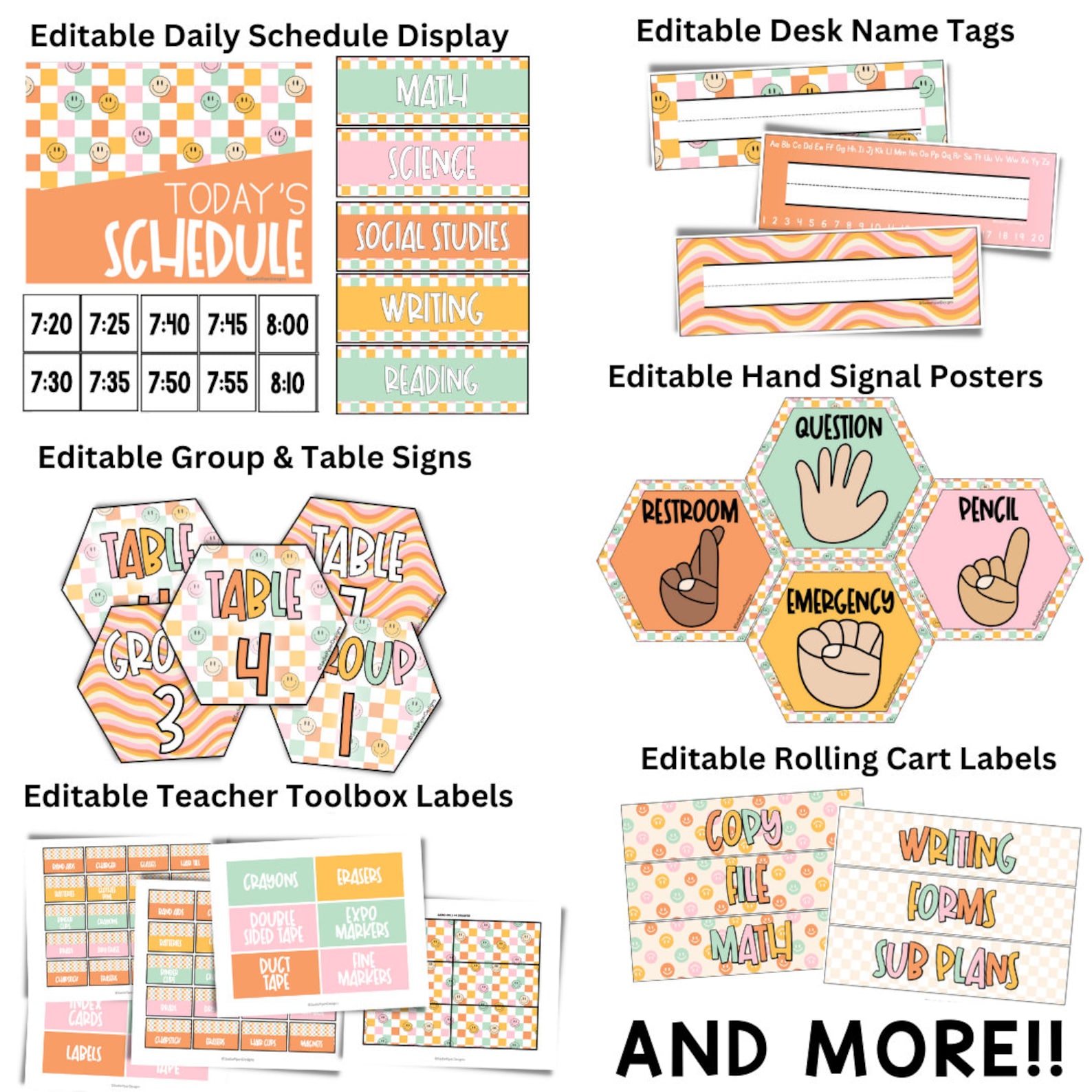 Retro Remix Classroom Decor Bundle, Groovy Classroom Decor, Bright ...