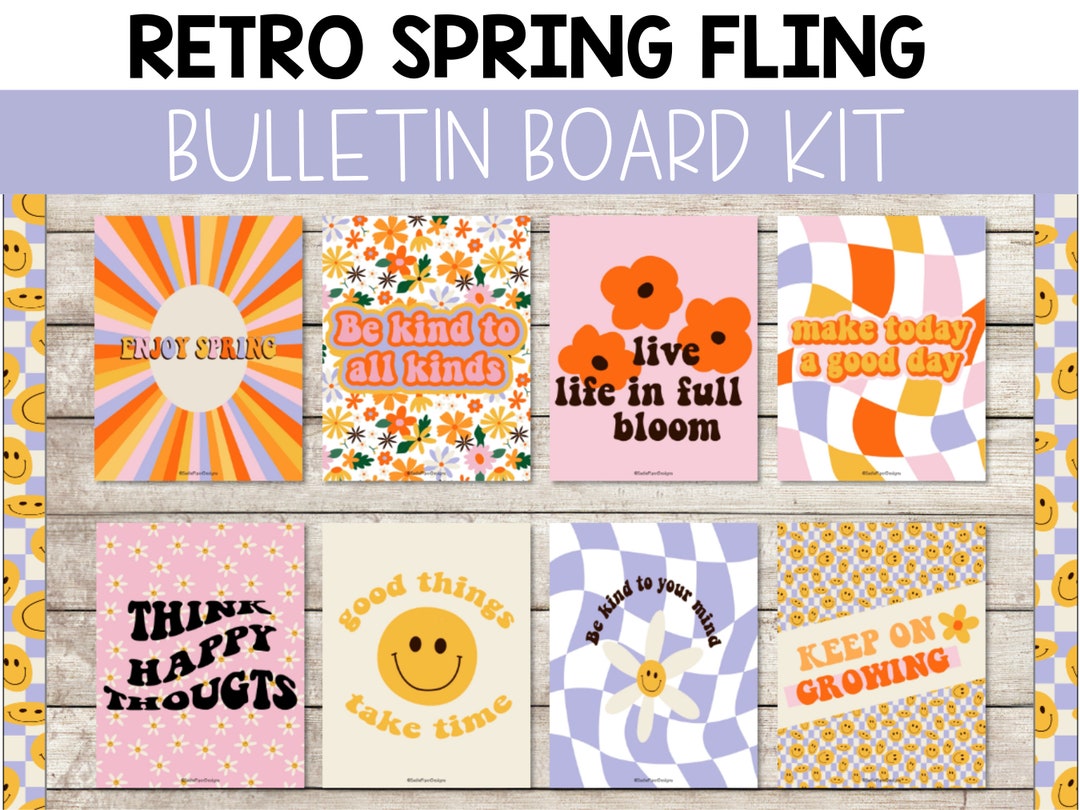 Groovy Retro Spring Easter Bulletin Board Kit, Spring Bulletin Board ...