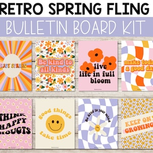 Groovy Retro Spring Easter Bulletin Board Kit, Spring Bulletin Board ...