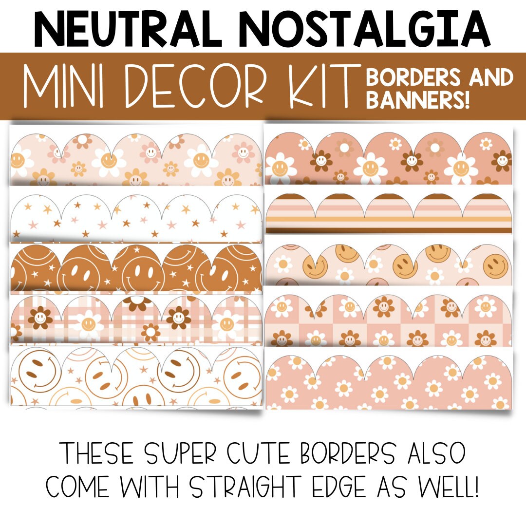 Neutral Nostalgia Mini Decor Kit, Retro Classroom Decor, Groovy ...