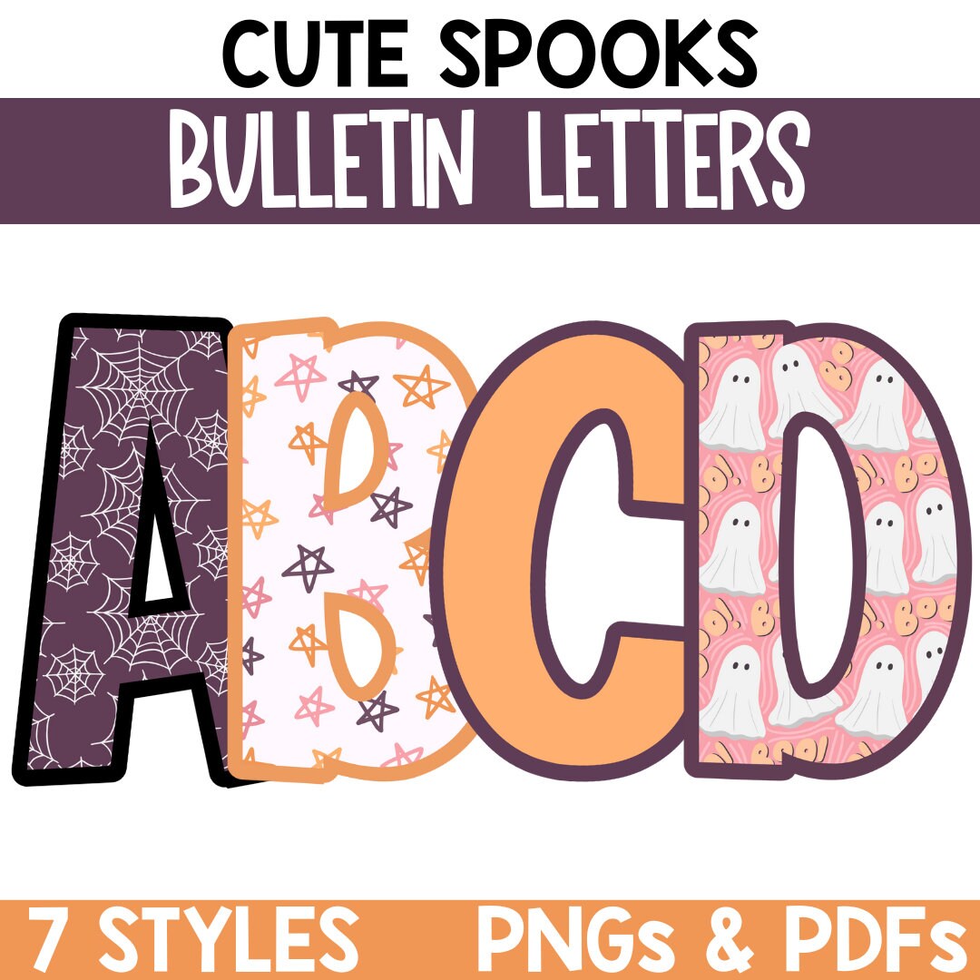 Cute Halloween Bulletin Board Letters, Letter Clipart, Printable ...