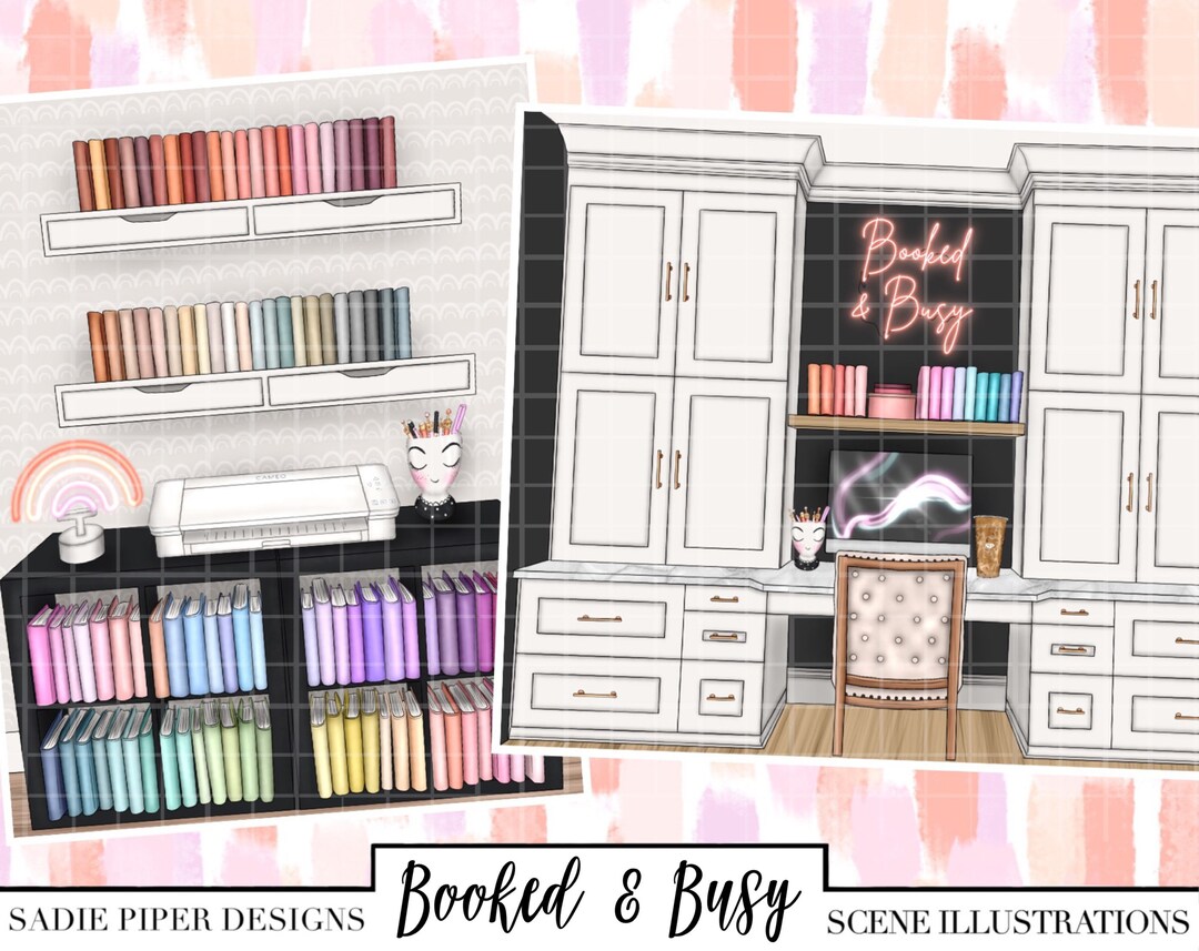 BOOKED AND BUSY Scenes, Stationary Clipart Planner Girl Clipart Planner ...