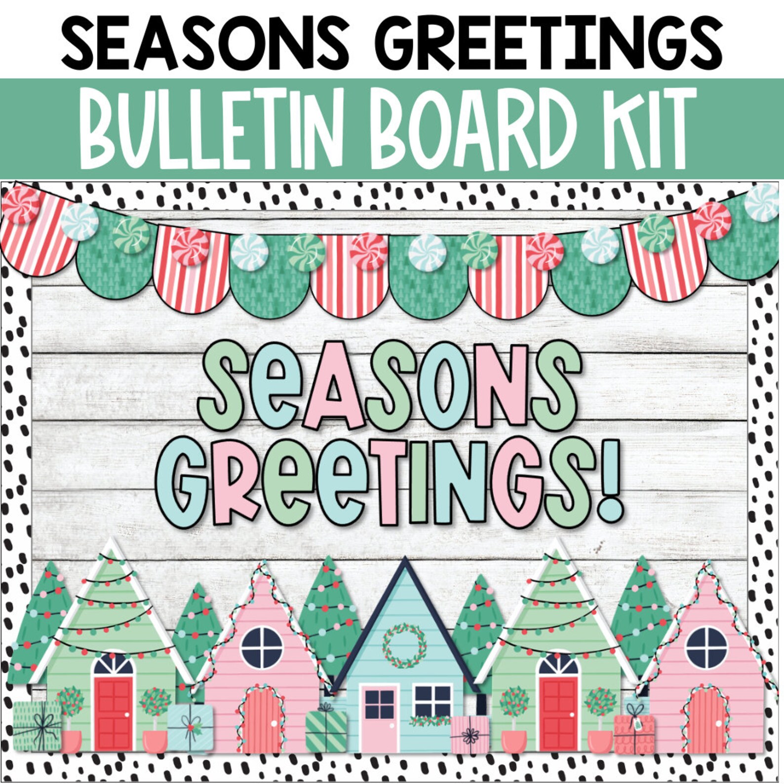 Christmas Bulletin Board Decor, Green Christmas Bulletin Board, Holiday ...