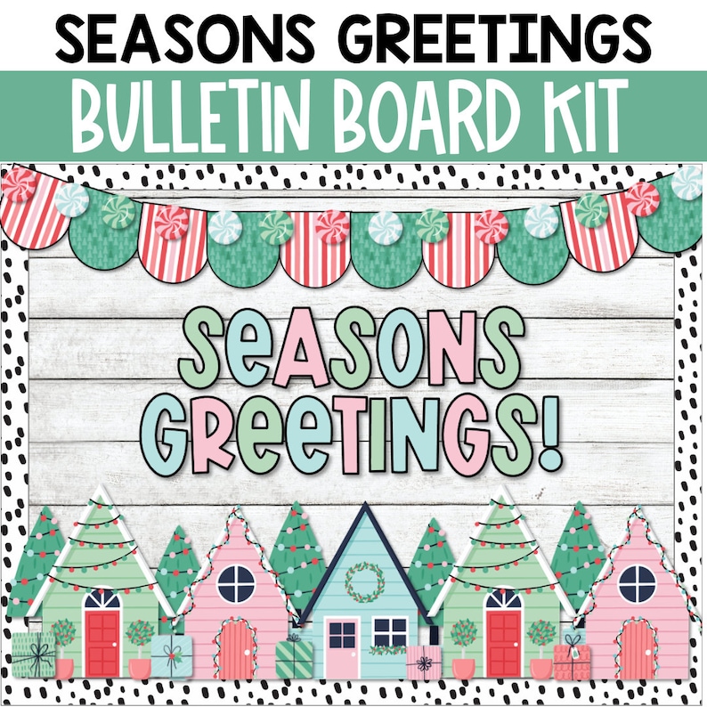Christmas Bulletin Board Decor, Green Christmas Bulletin Board, Holiday ...