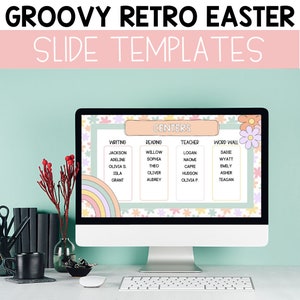 Groovy Retro Easter Slide Templates, Spring Bulletin Board Kit ...
