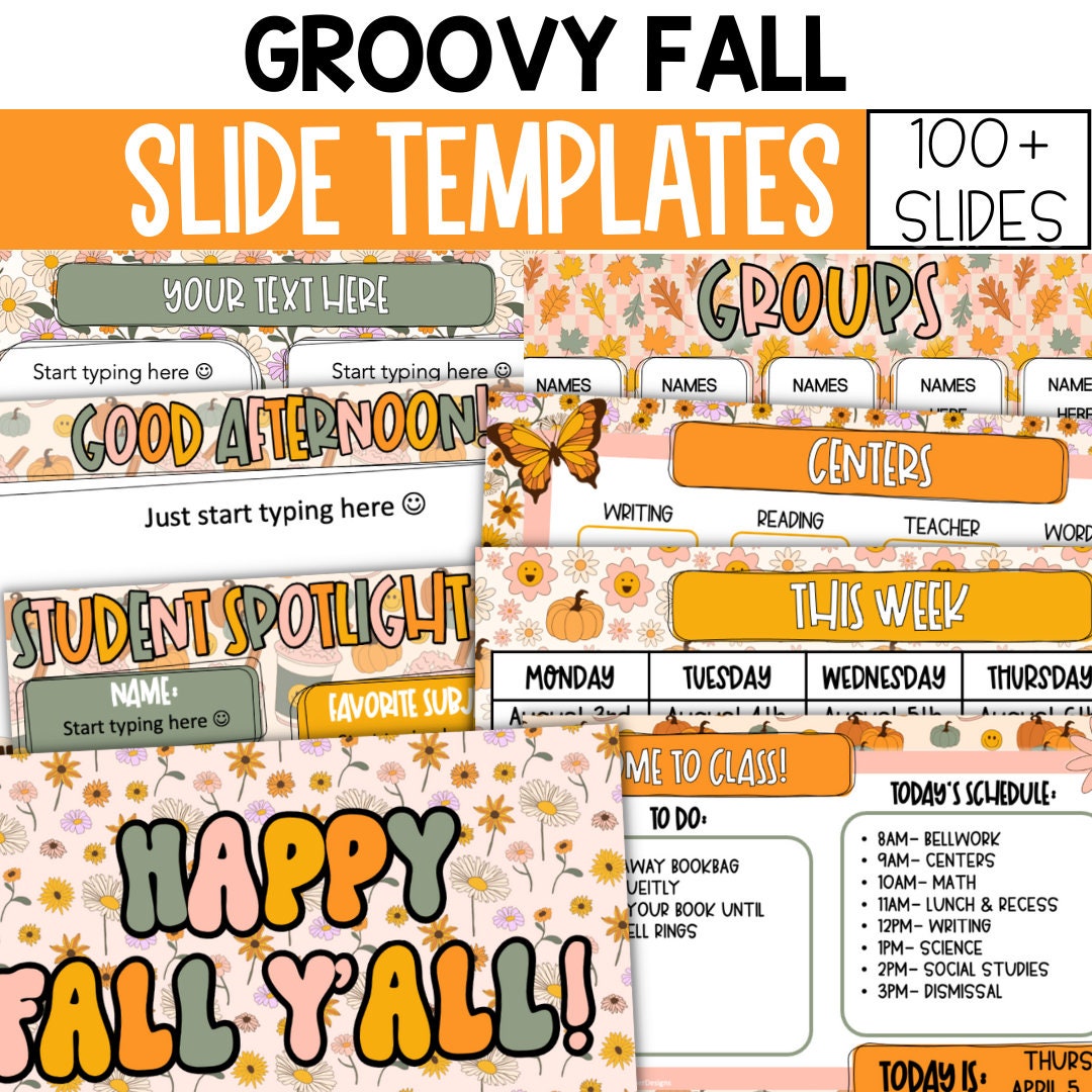 Groovy Fall Slide Templates, Retro Fall Google Slides, Autumn Classroom ...