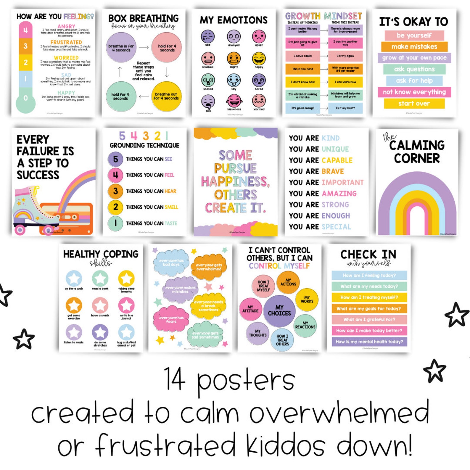 Calming Corner Classroom Retro Calm Down Printable Decor Wall Art ...