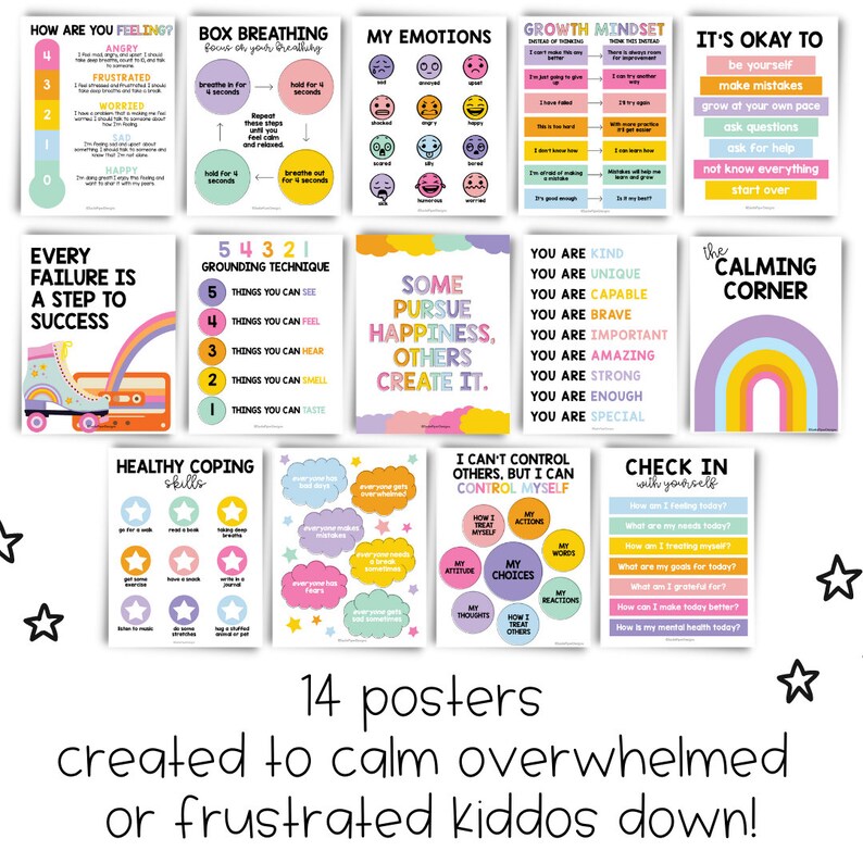 Calming Corner Classroom Retro Calm Down Printable Decor Wall - Etsy