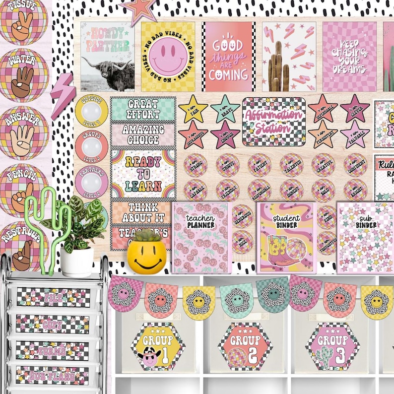 Retro Disco Cowgirl Classroom Decor MEGA Bundle, Pink Western Classroom ...