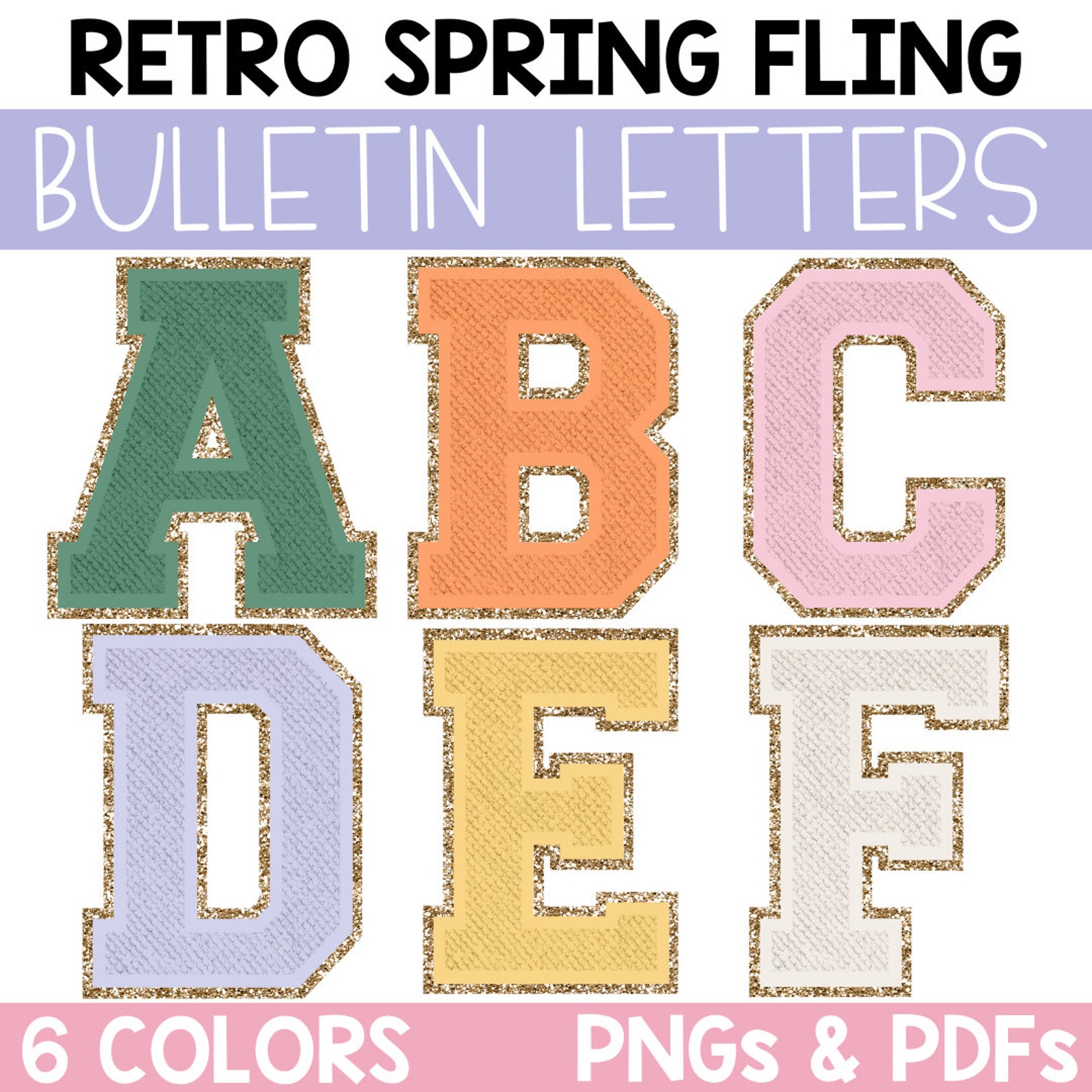 Groovy Retro Varsity Bulletin Board Letters, Letter Clipart, Printable ...