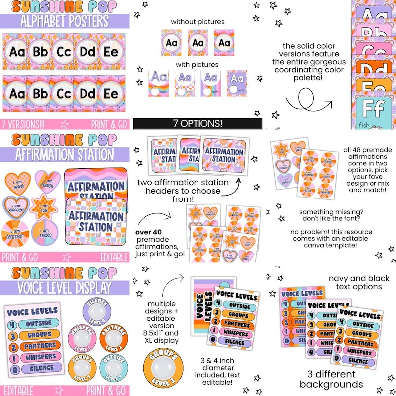 Retro Groovy Y2K Classroom Decor MEGA Bundle, Rainbow Bright Classroom ...