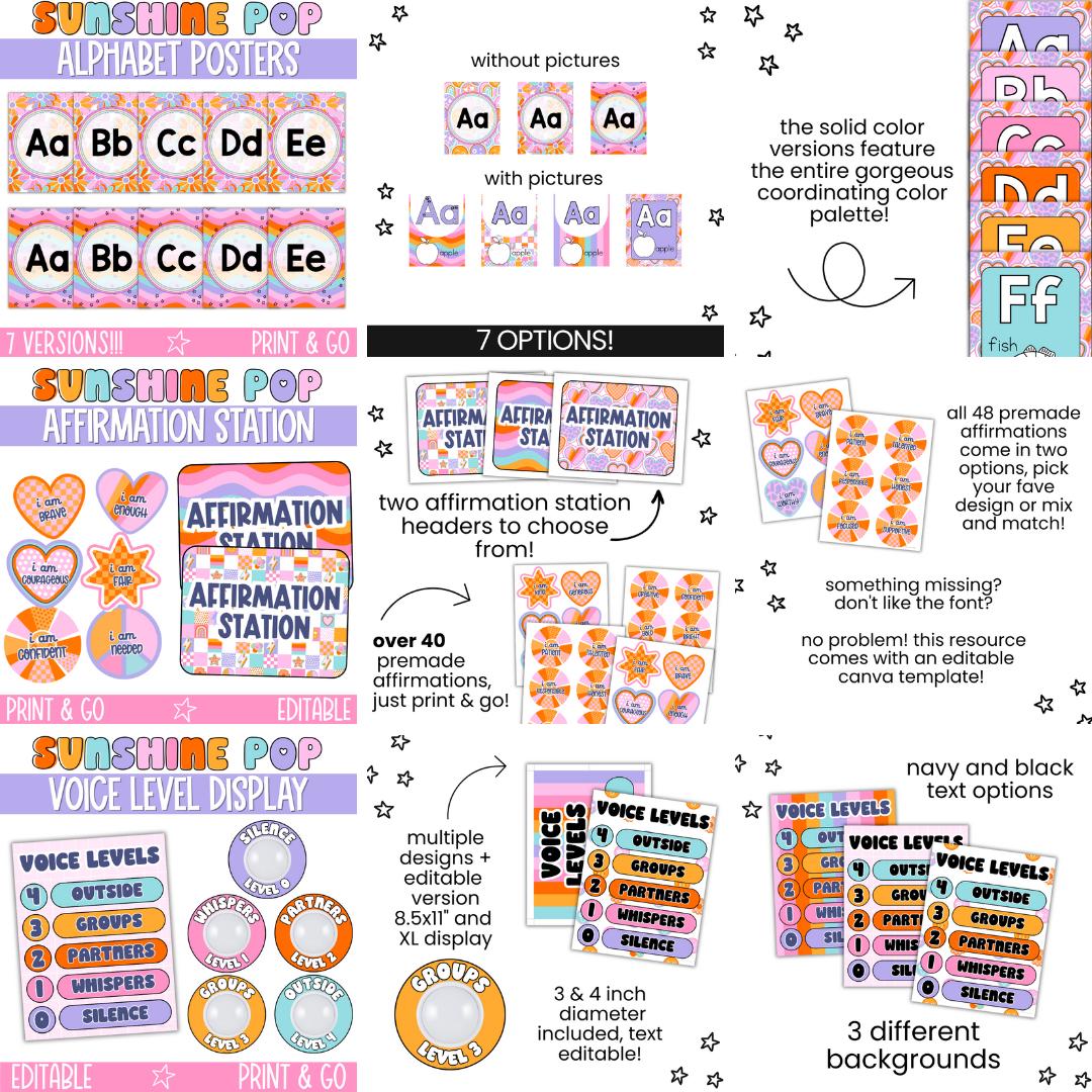 Retro Groovy Y2K Classroom Decor MEGA Bundle, Rainbow Bright Classroom ...