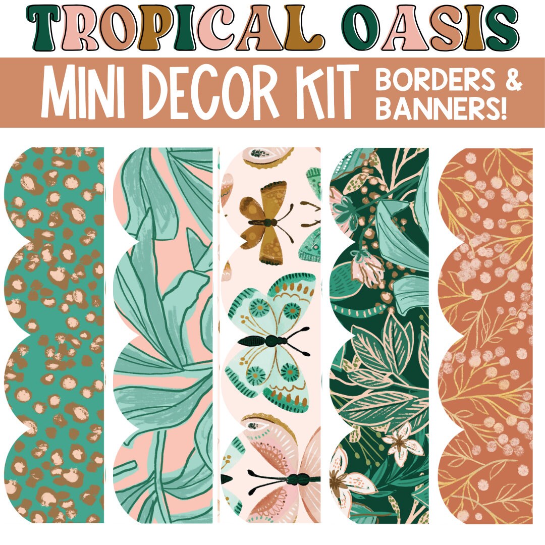 Tropical Bulletin Board Decor Kit, Jungle Classroom Decor, Plant ...