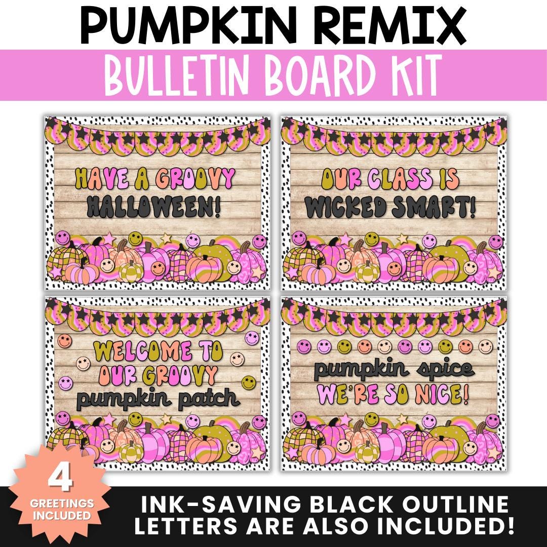 Groovy Fall Bulletin Board Decor, Retro Fall Bulletin Board, Fall ...
