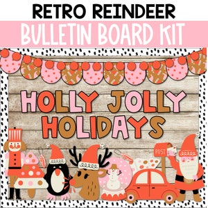 Retro Boho Christmas Bulletin Board Decor, Retro Christmas Bulletin ...