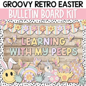 Groovy Retro Easter Bulletin Board Kit, Spring Bulletin Board Kit ...