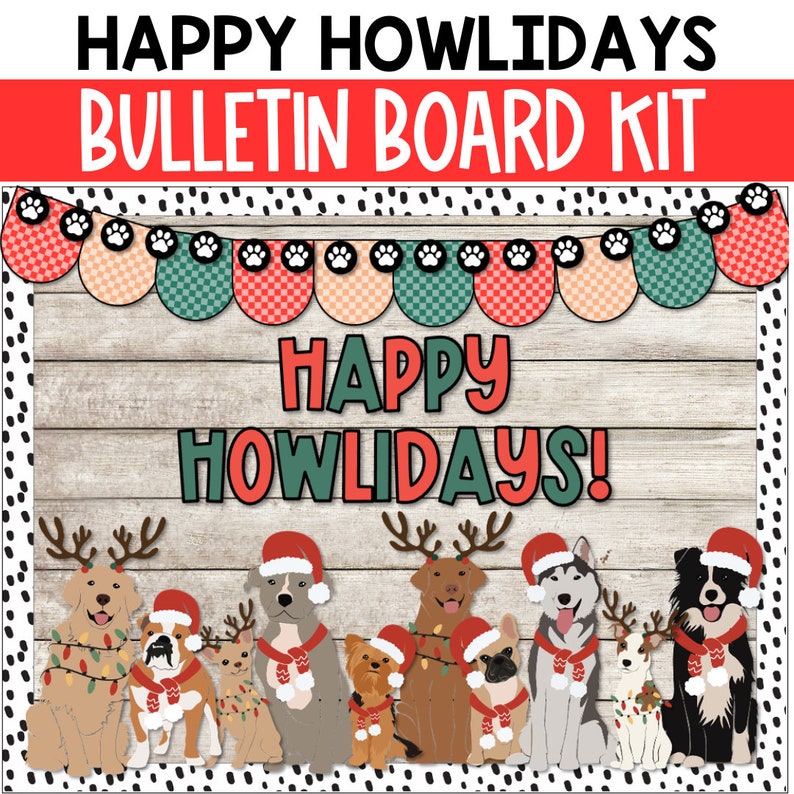 Christmas Dog Bulletin Board, December Bulletin Board, Reindeer ...