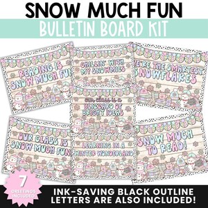 Cute Pastel Winter Bulletin Board Decor, Retro Book Lover Snowy ...