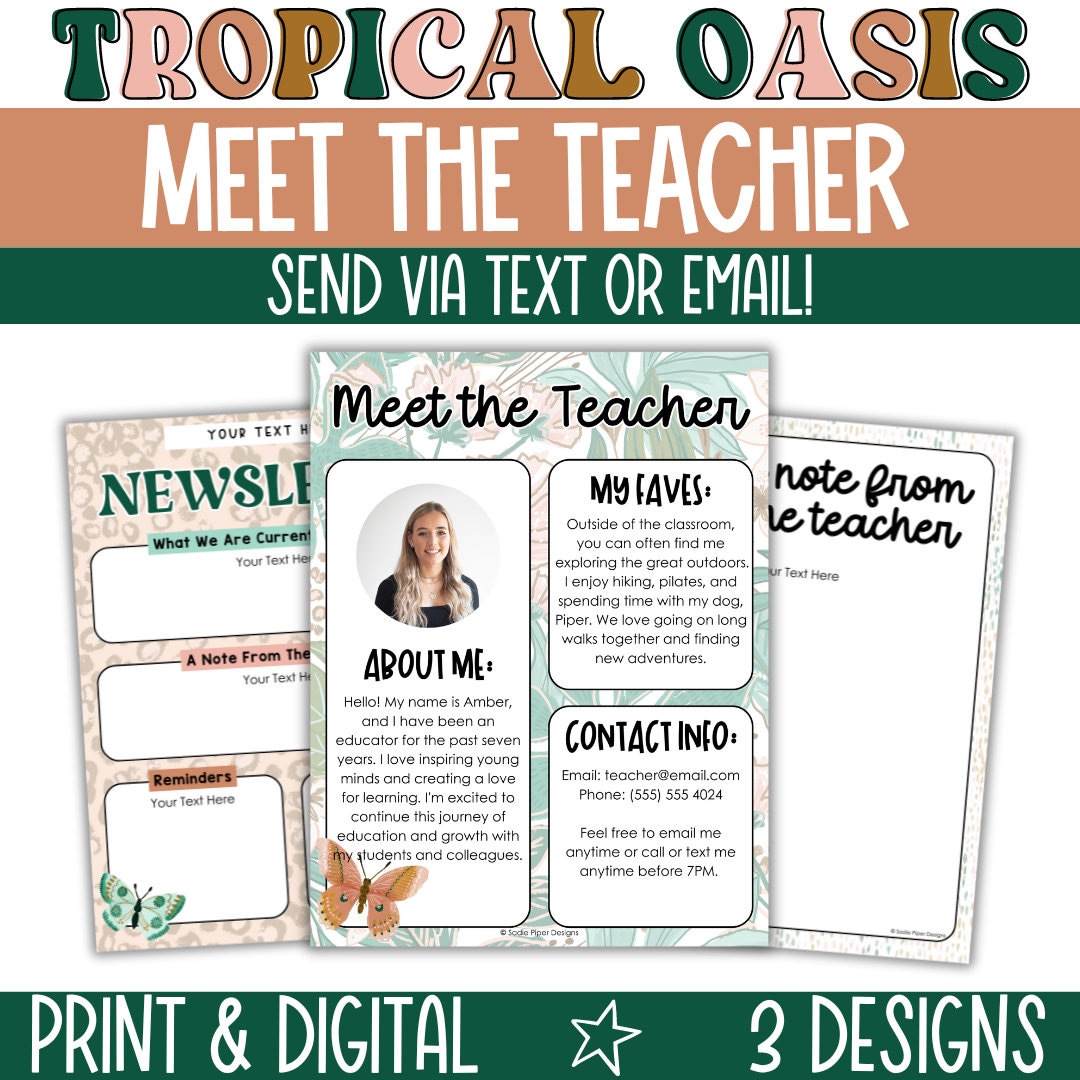 Tropical Meet the Teacher Templates, Editable Meet the Teacher Flyer ...