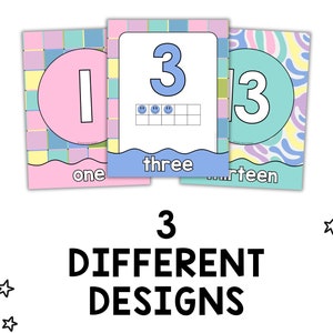 Retro Number Posters, Number Posters With Ten Frames, Ten Frame Number ...