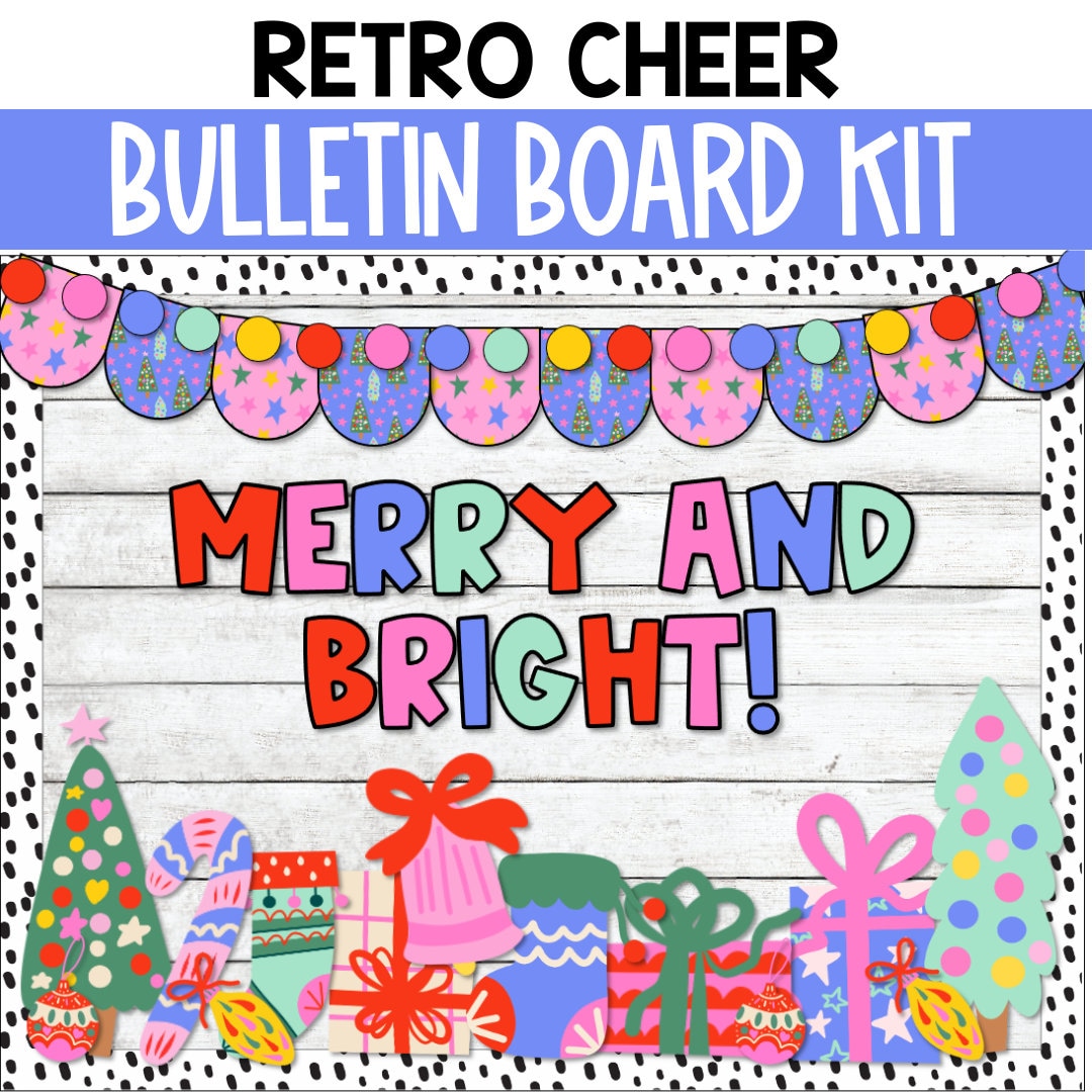 Bright Christmas Bulletin Board Decor, Retro Christmas Bulletin Board ...