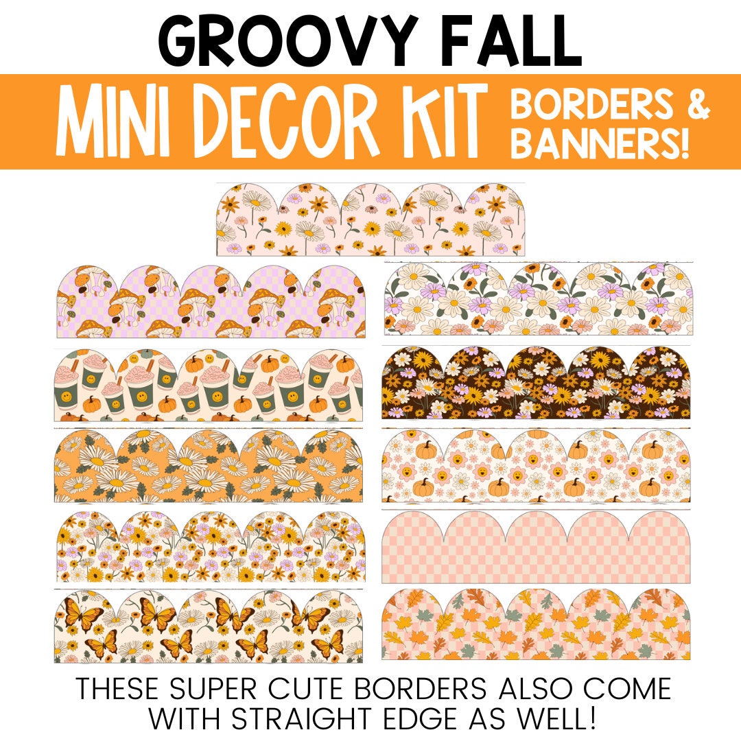 Groovy Fall Bulletin Board Decor, Retro Fall Bulletin Board, Fall ...