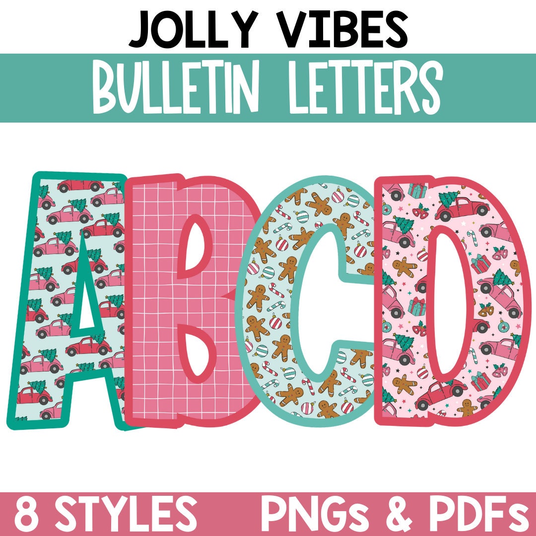Bright Christmas Bulletin Board Letters, Printable Bulletin Board ...