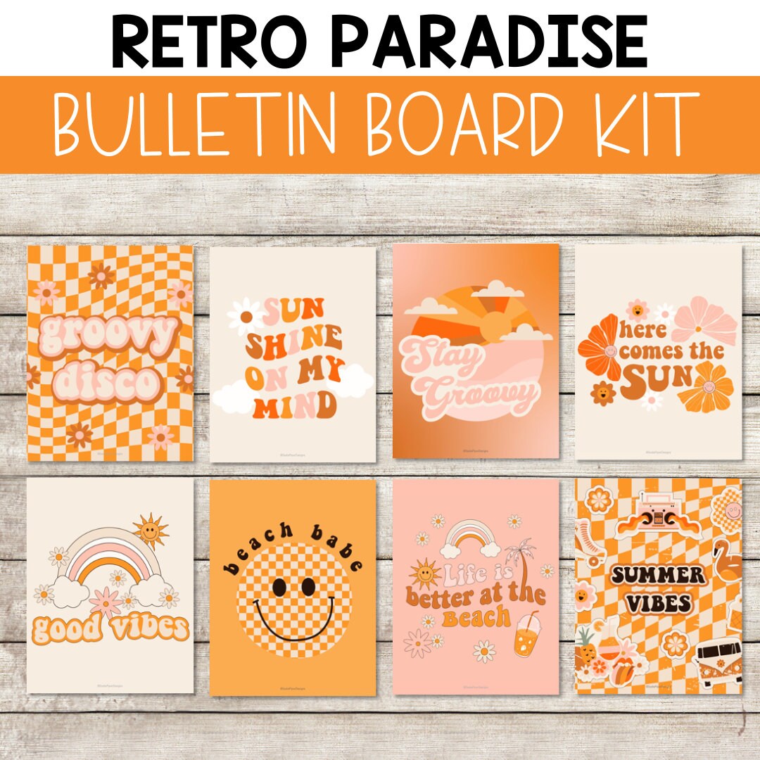 Retro Paradise Bulletin Board Kit, Summer Bulletin Board Kit, Retro End ...