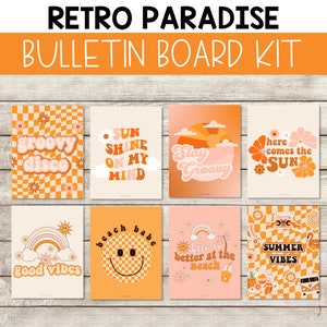 Retro Paradise Bulletin Board Kit, Summer Bulletin Board Kit, Retro End ...