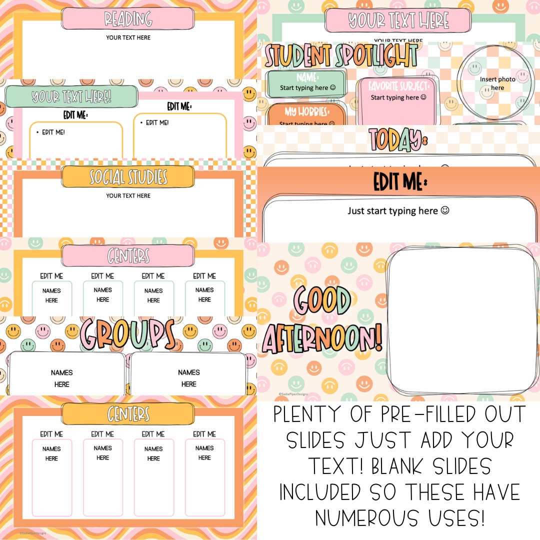 Retro Slide Templates for Classroom, Groovy Slides Templates, Classroom ...
