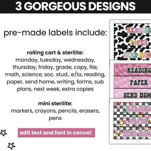 Editable Rolling Cart Labels, Retro Classroom Decor, Classroom Labels ...