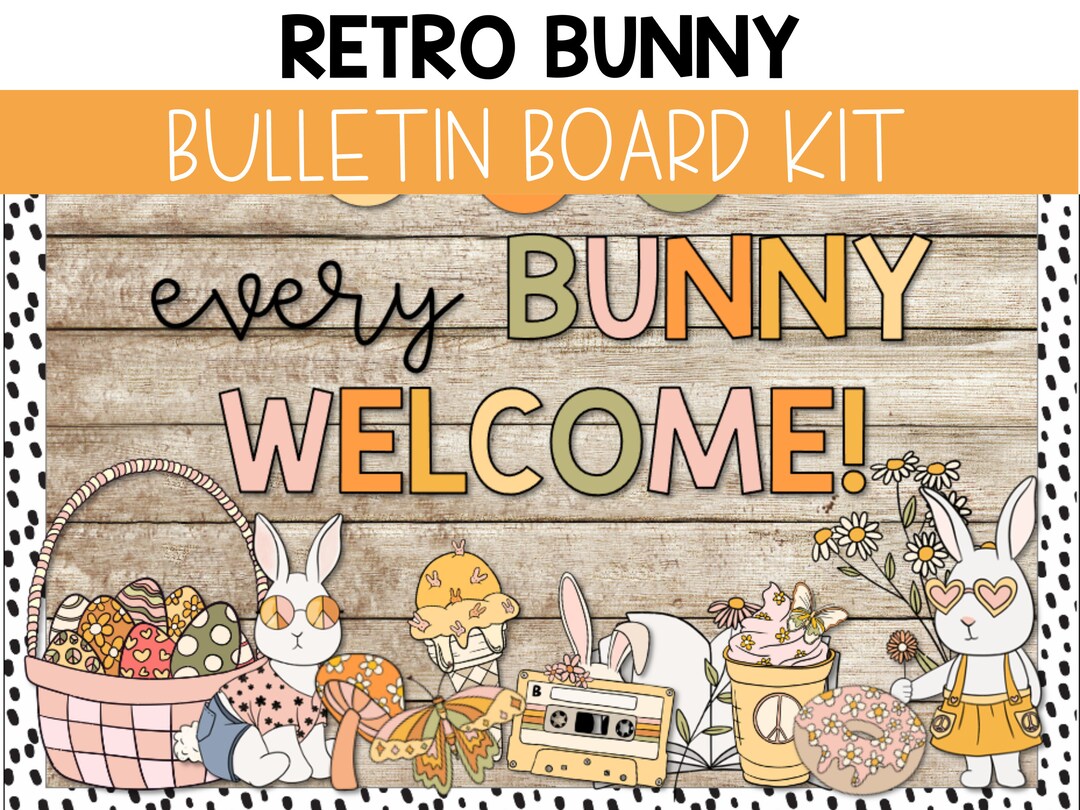 Groovy RETRO BUNNY Bulletin Board Kit, Spring Bulletin Board Kit ...