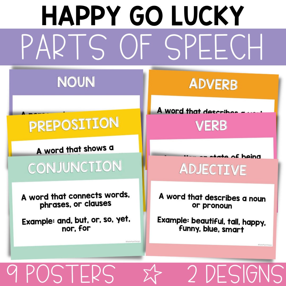 Retro Parts of Speech Posters, Literary Devices, Grammar Educational ...