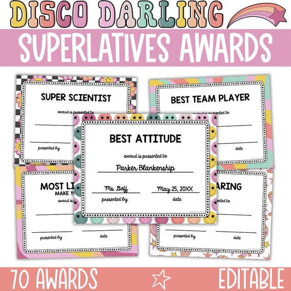 28 End Of The Year Superlative Award Certificates Digital Printable