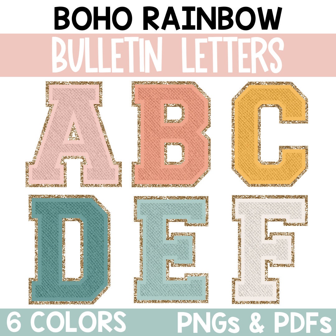 Groovy Retro Varsity Bulletin Board Letters, Letter Clipart, Printable ...