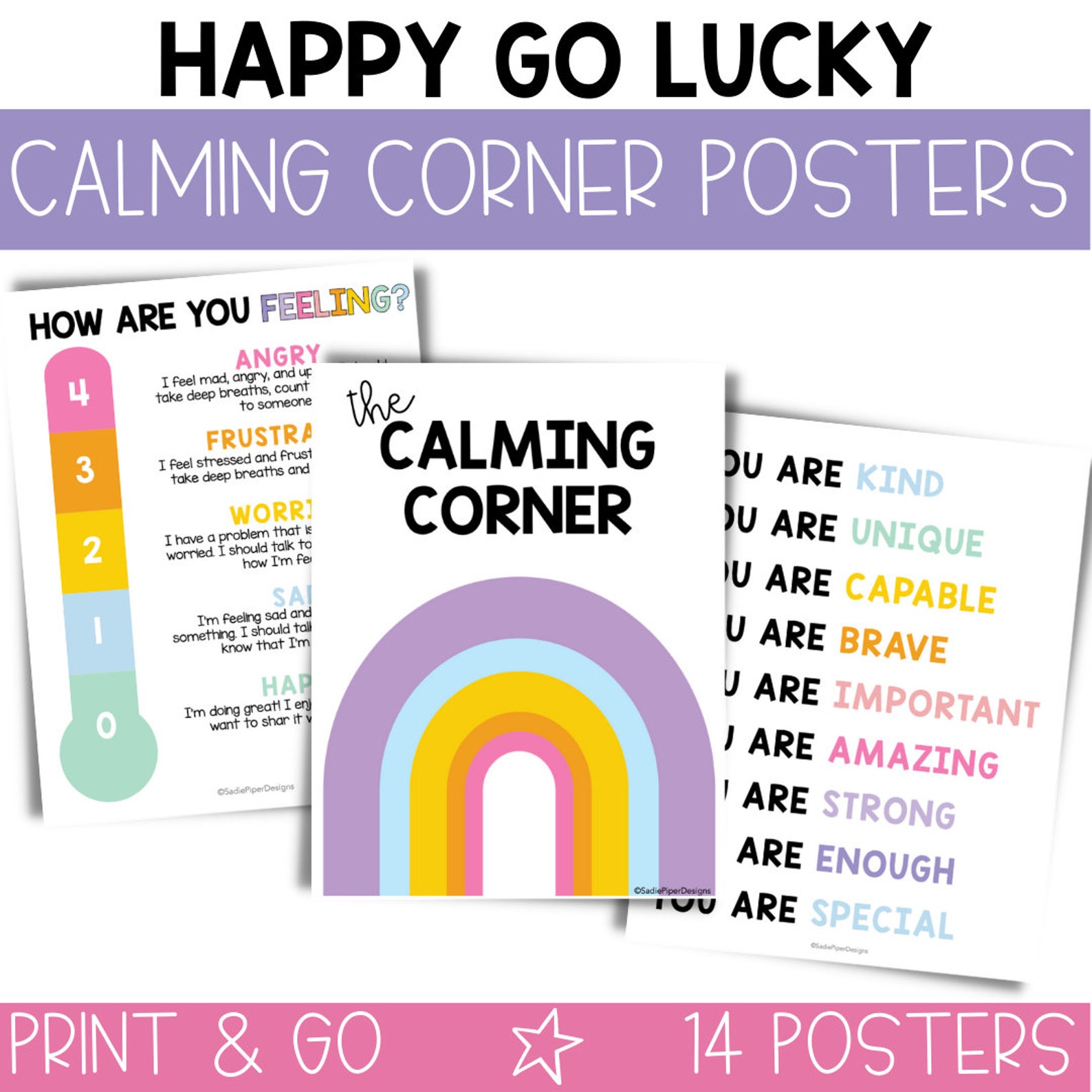 Calming Corner Classroom Retro Calm Down Printable Decor Wall - Etsy
