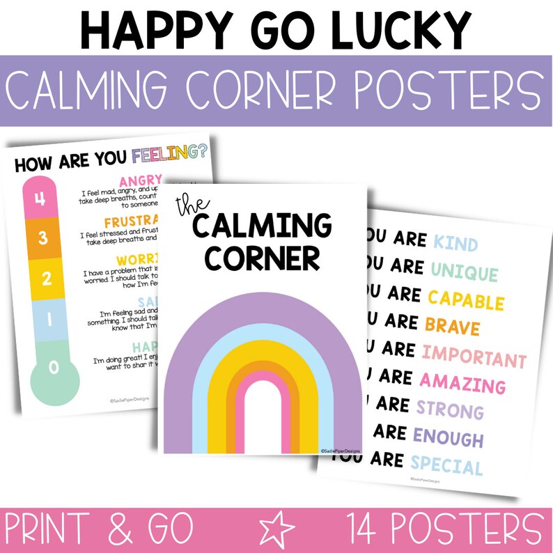 Calming Corner Classroom Retro Calm Down Printable Decor Wall - Etsy