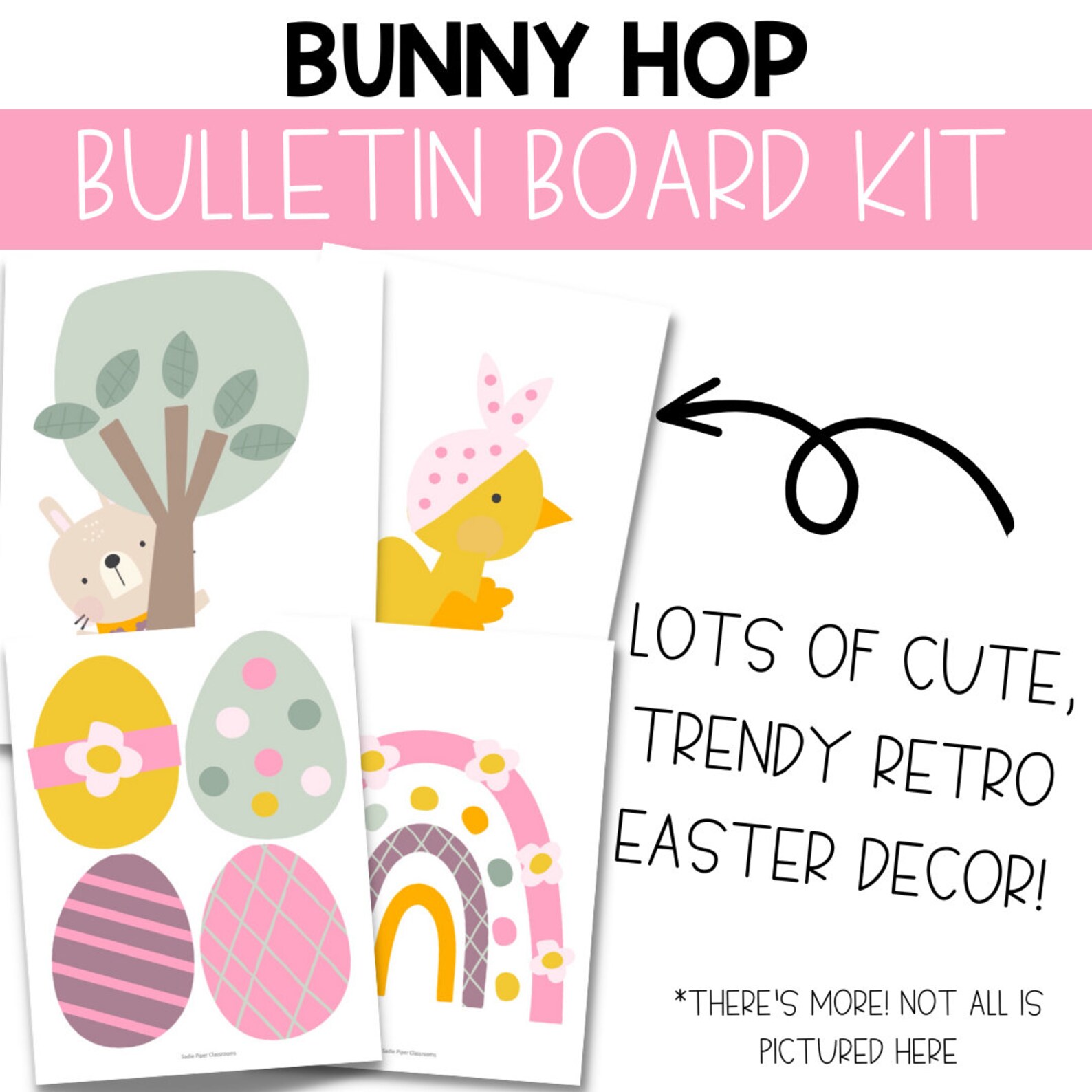 BUNNY HOP Easter Bulletin Board Kit, Spring Bulletin Board Kit ...