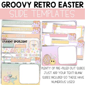 Groovy Retro Easter Slide Templates, Spring Bulletin Board Kit ...