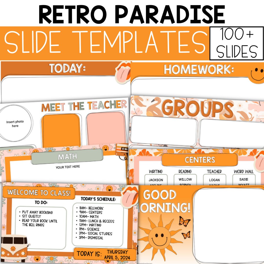 Retro Paradise Slide Templates, End of Year Slides, Classroom Decor ...
